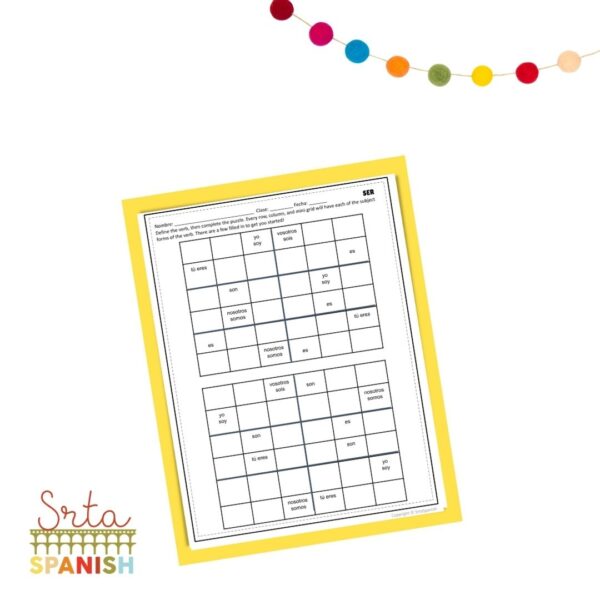 Present Tense Ser Spanish Verb Practice Worksheets - Srta Spanish