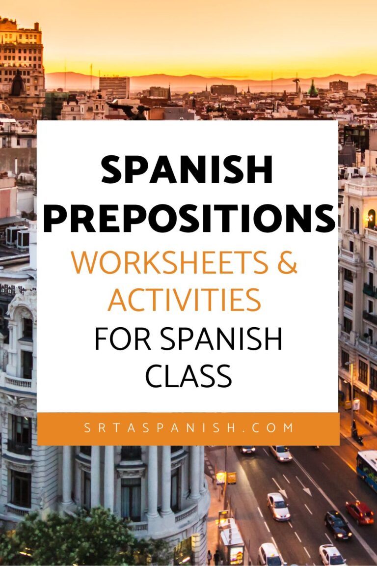 Spanish Prepositions Exercises Practice Worksheet - Srta Spanish