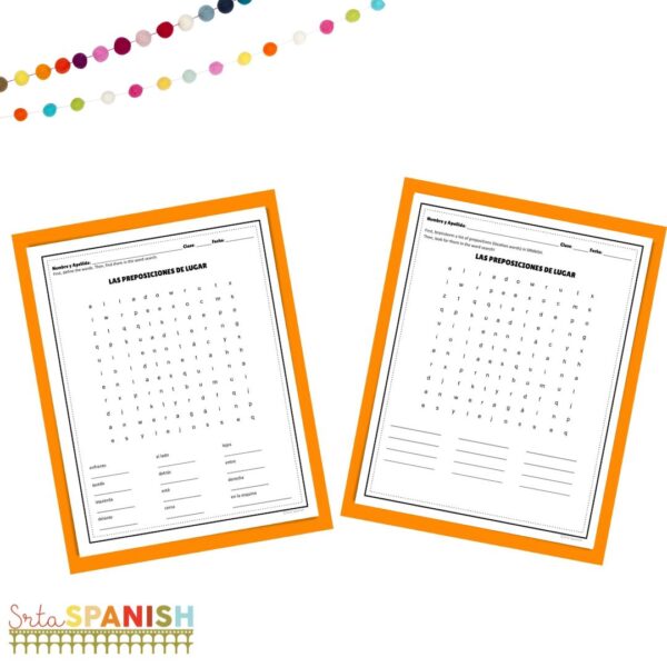 Spanish Prepositions Exercises Practice Worksheet - Srta Spanish