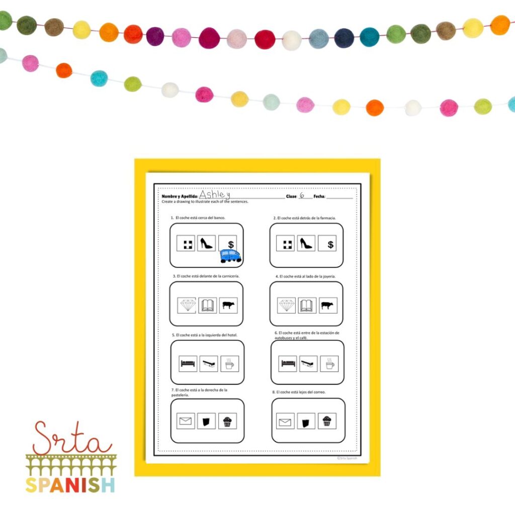 Spanish Prepositions Exercises Practice Worksheet - Srta Spanish