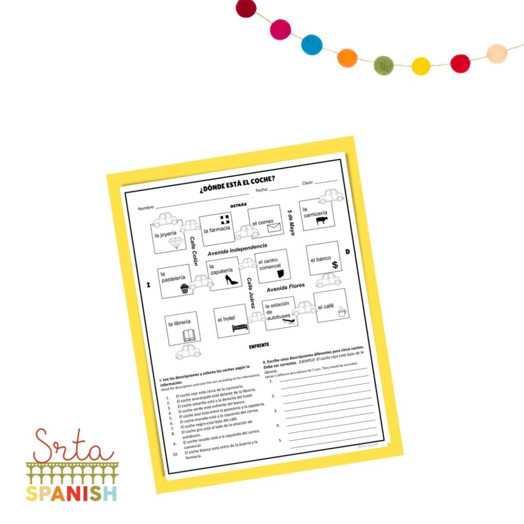 Spanish Prepositions Exercises Practice Worksheet - Srta Spanish
