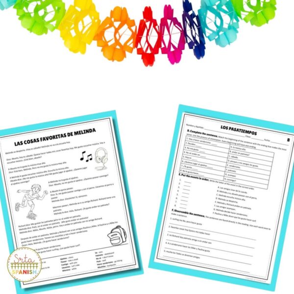 Verb Gustar Practice Worksheets for Spanish Class - Srta Spanish