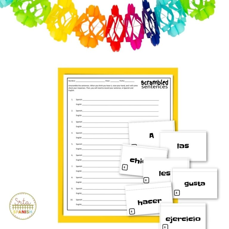 Unscramble Scrambled Sentences in Spanish Activity - Srta Spanish
