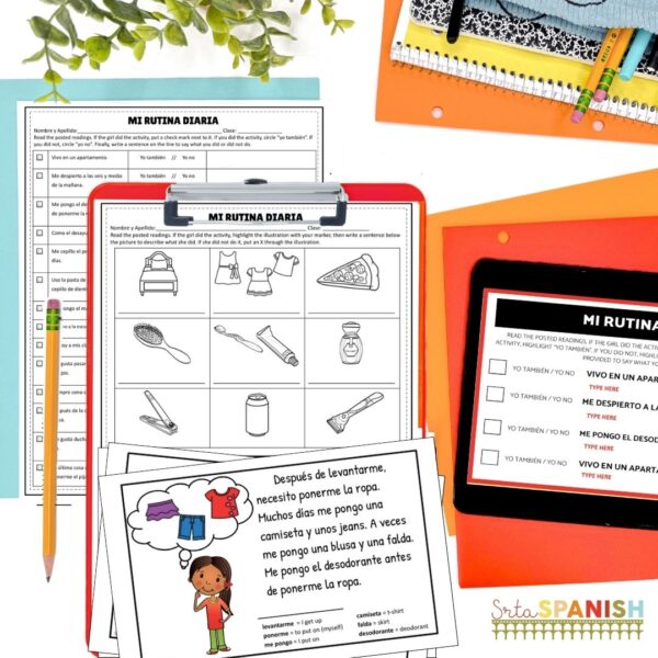 Spanish Daily Routine & Reflexive Verbs Easy Reading - Srta Spanish