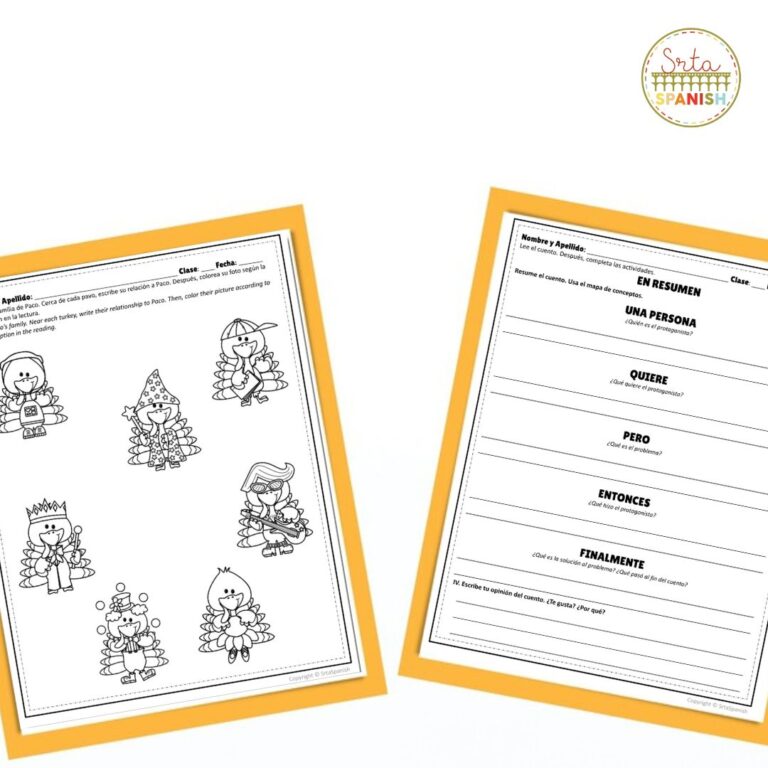 Spanish 1 Lesson Plans: Spanish Story for November - Srta Spanish