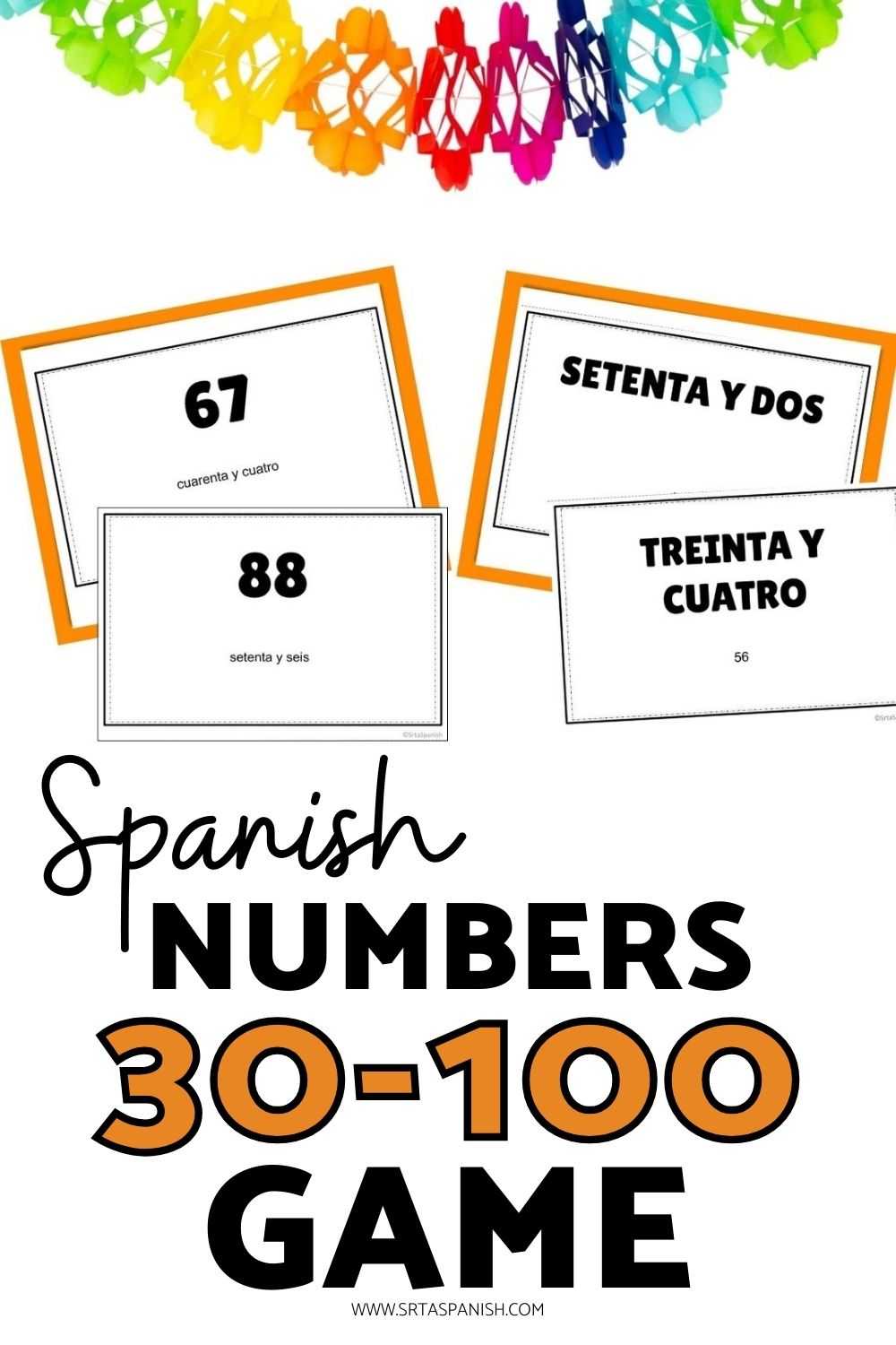 Learn Spanish Numbers 30-100 Game - Srta Spanish