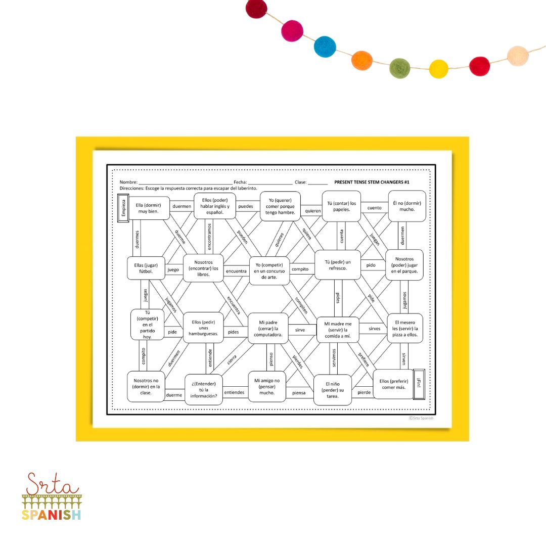 Practice Spanish Stem Changing Verbs Worksheets - Srta Spanish