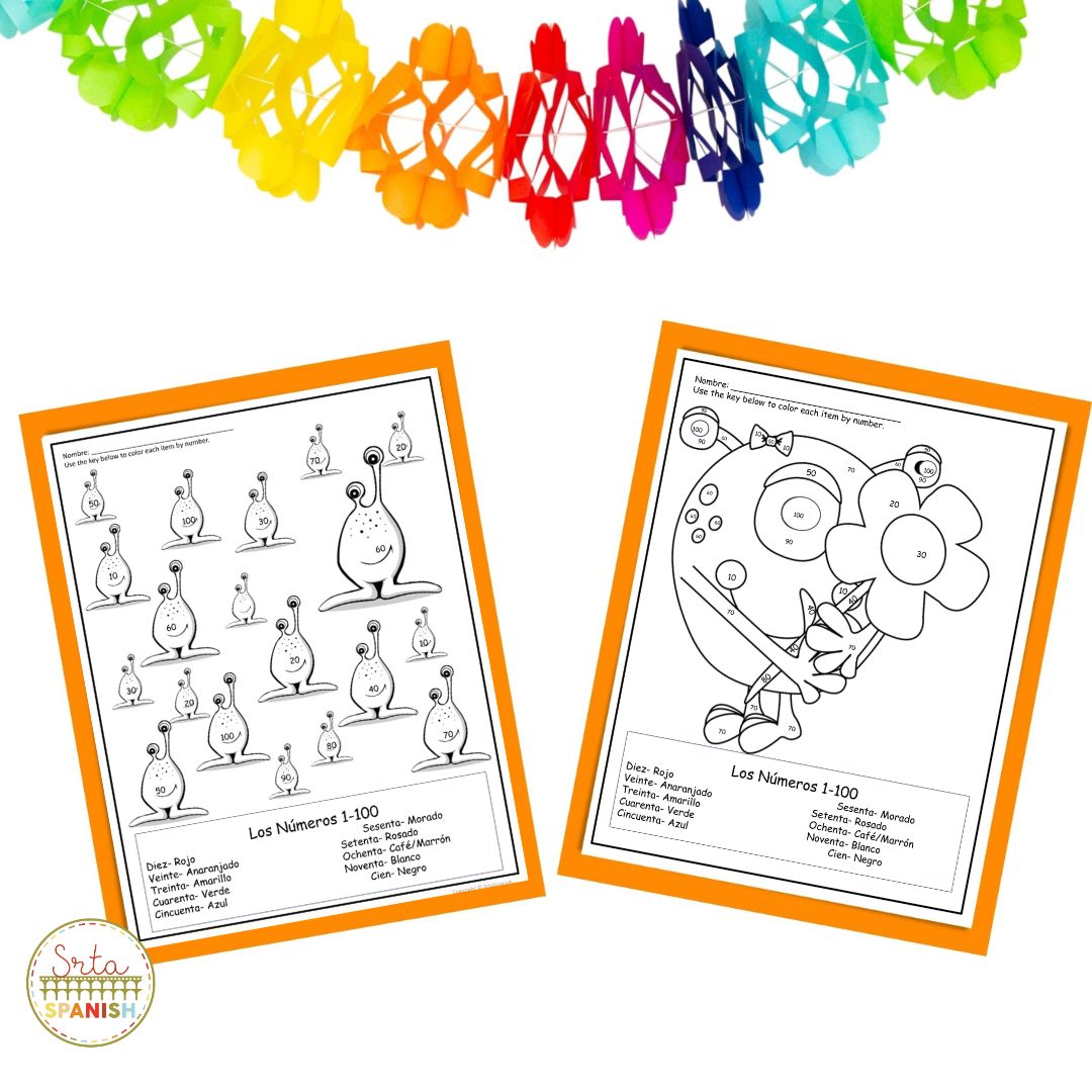 Spanish Color by Number Worksheets & Printables - Srta Spanish