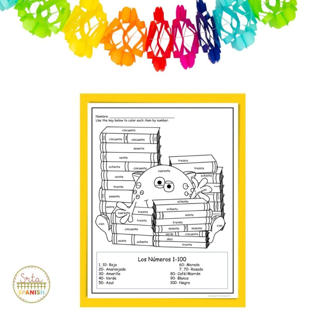 Spanish Color by Number Worksheets & Printables - Srta Spanish