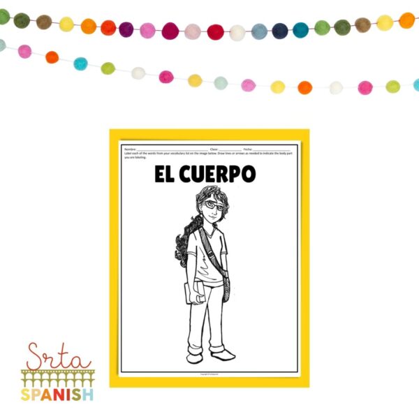 Spanish Body Parts Worksheet for Las Partes del Cuerpo - Srta Spanish
