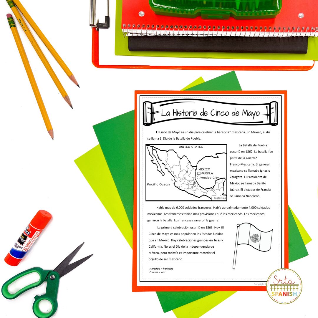 Cinco de Mayo Comprehension Worksheet & Reading Passage Activity - Srta ...