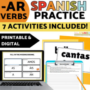 Spanish Regular Present Tense AR Verbs Conjugation Worksheet - Srta Spanish