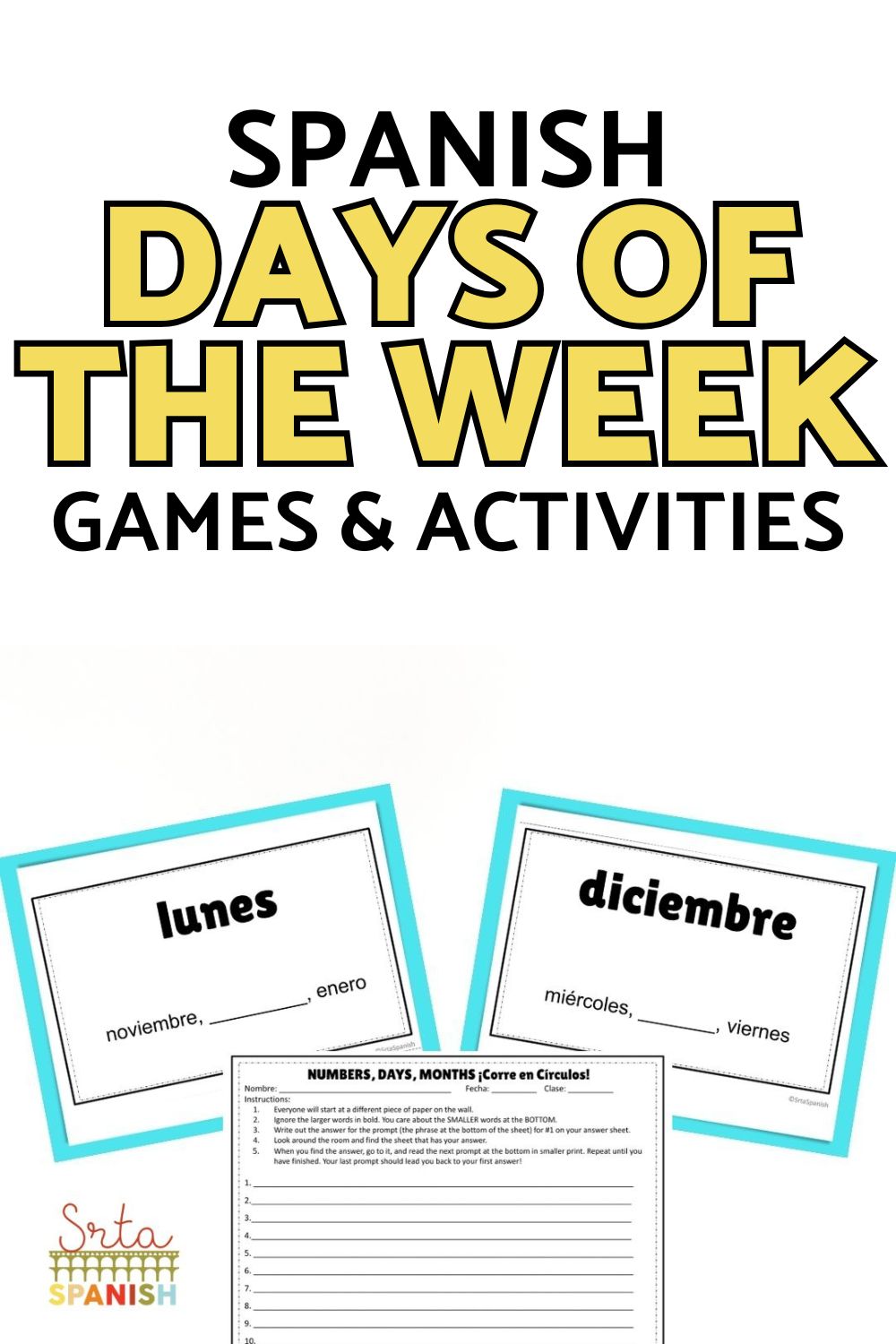 10 Spanish Days of the Week Games - Srta Spanish